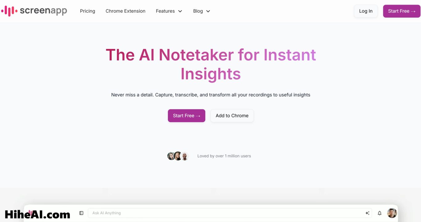 ScreenApp - The AI Notetaker For Instant Insights - HIHEAI
