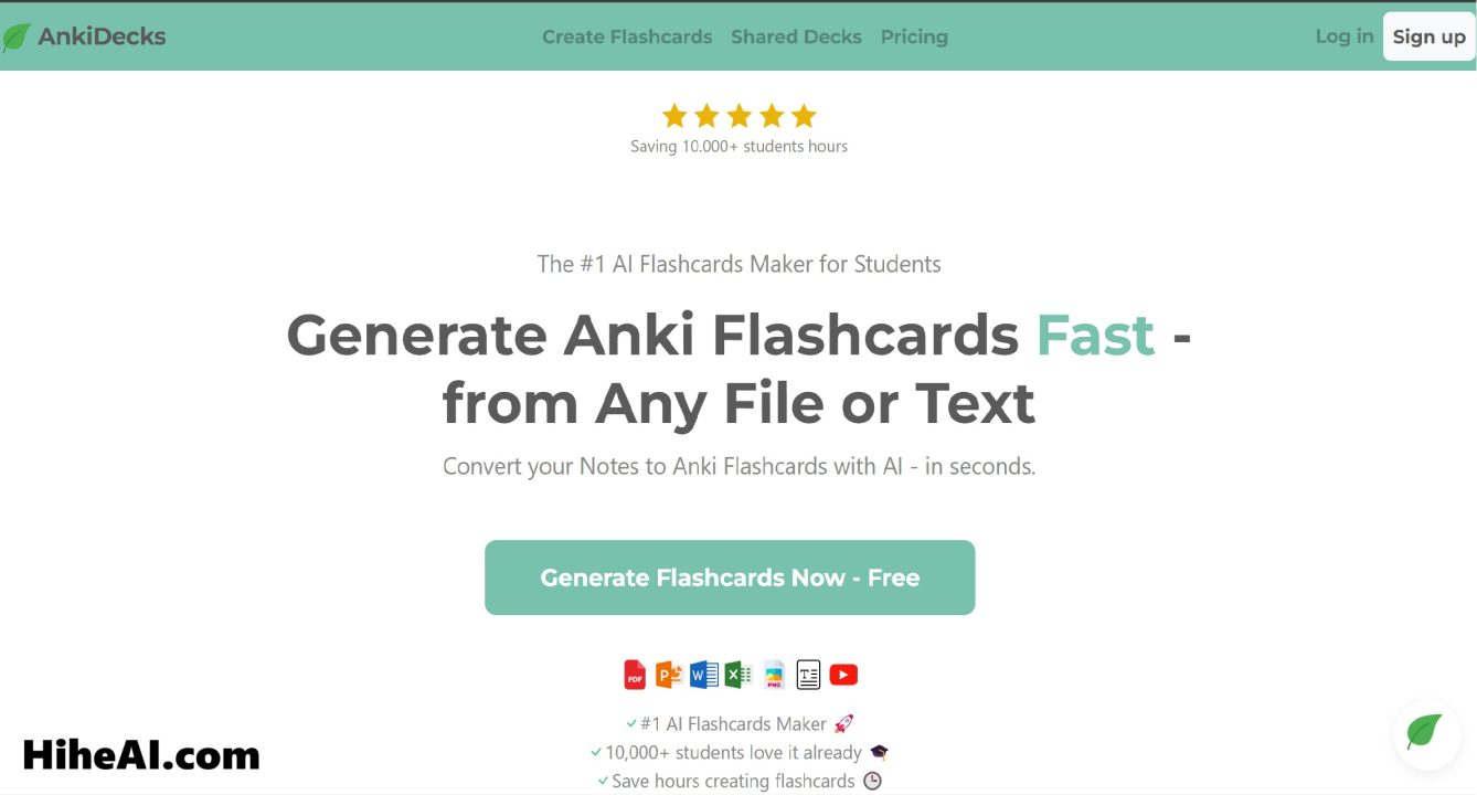 Anki Decks AI - Free AI Flashcards Generator - HIHEAI